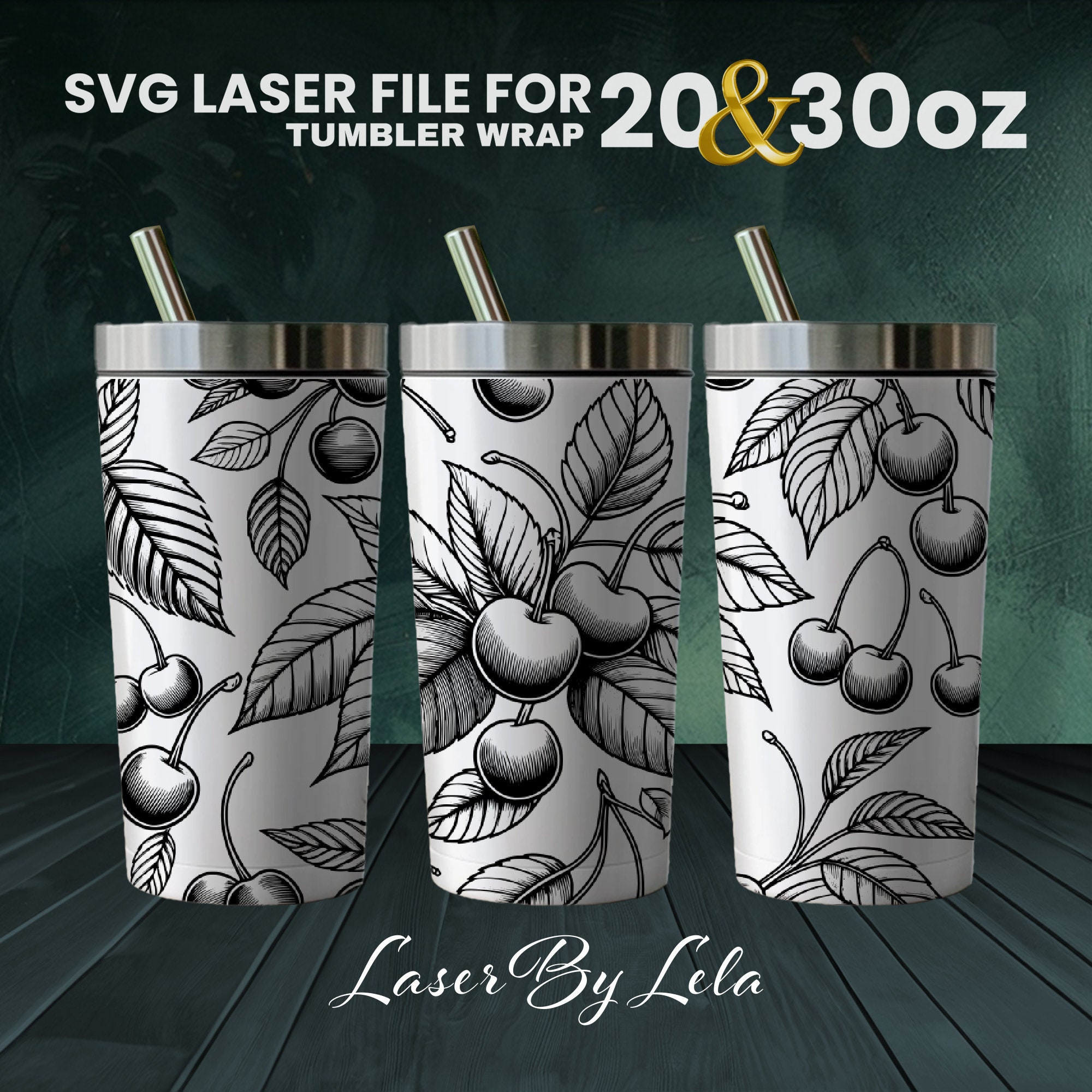 Cherry V2 Laser Engraved Full Wrap Design for 20 and 30 Oz Tumbler ...