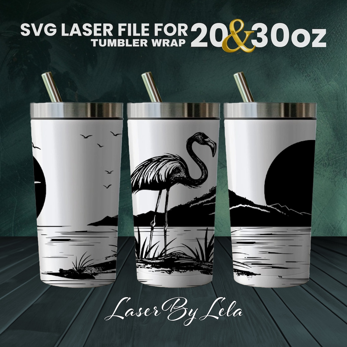 Flamingo Laser Engraved Full Wrap Design for 20 and 30 Oz Tumbler ...
