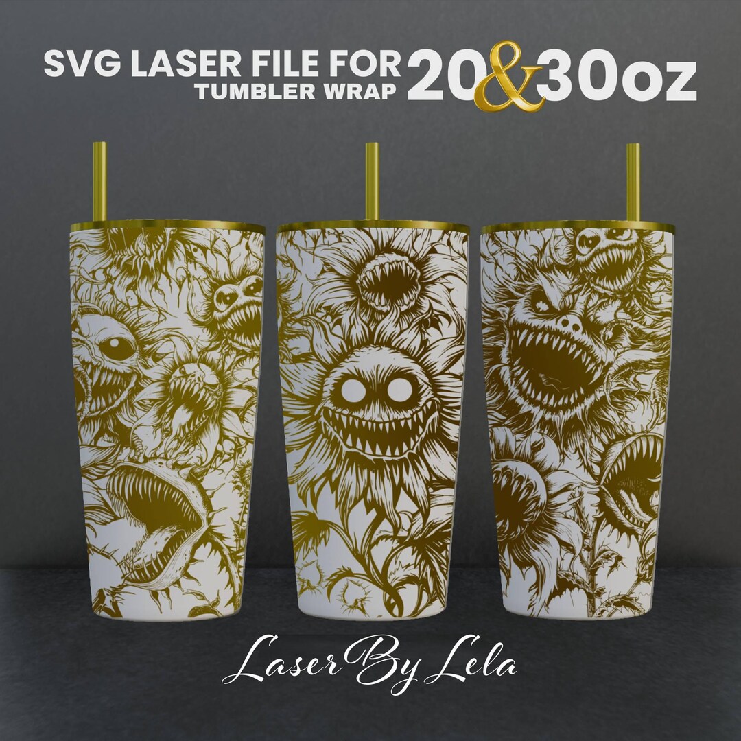 Scary Flowers Tumbler Wrap SVG Laser File: Monster Floral Design (20 ...