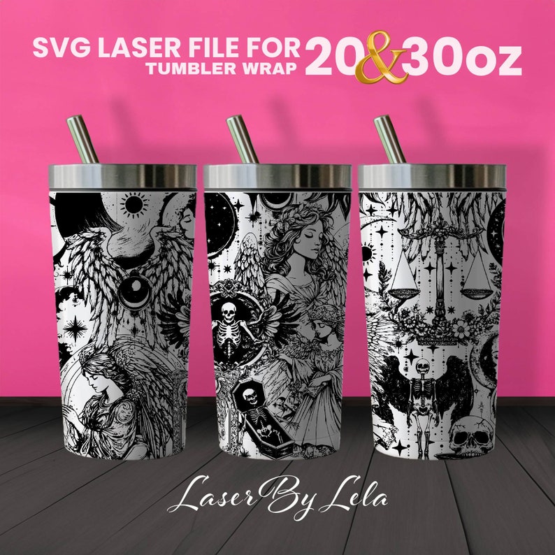 Angel Laser Engraved Full Wrap Design for 30 and 20 Tumbler, Angel SVG ...