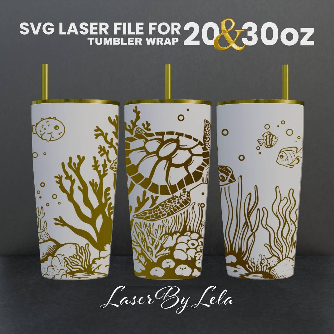 Turtle Laser Engraved Full Wrap Design for 20 and 30 Oz Tumbler, Turtle ...