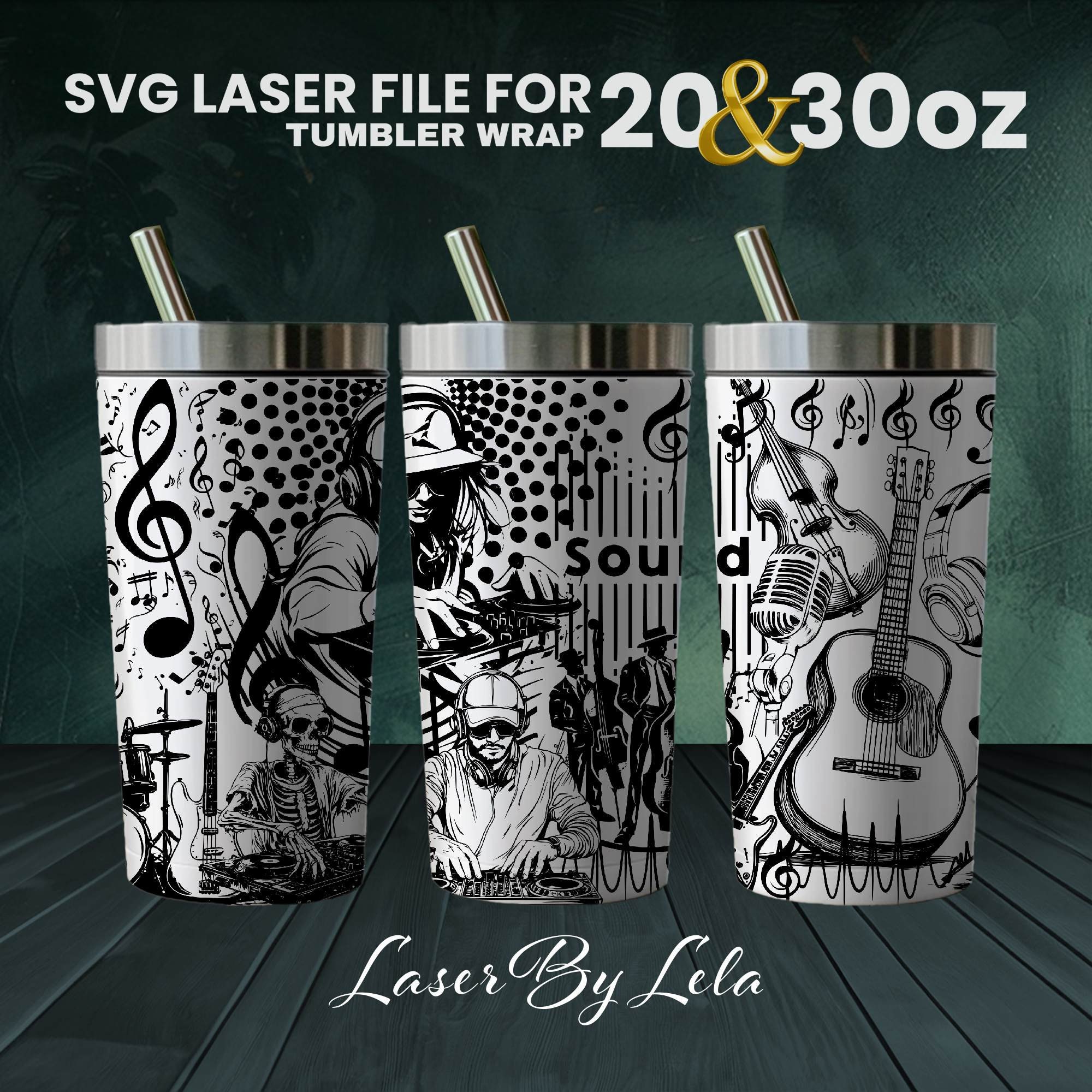 Music Laser Engraved Full Wrap Design for 30 and 20 Tumbler, Music SVG ...