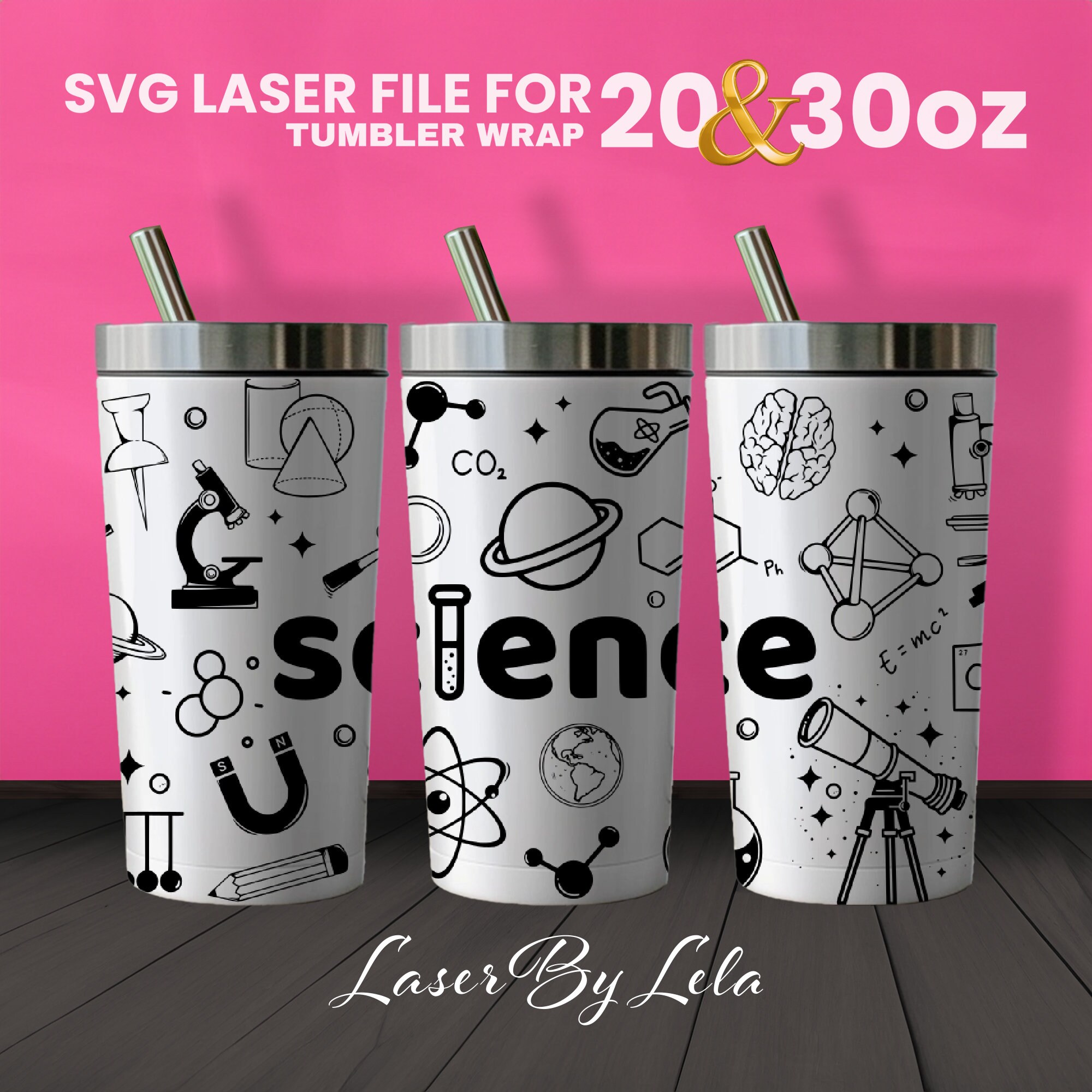 Science Laser Engraved Full Wrap Design for 20 and 30 Oz Tumbler ...