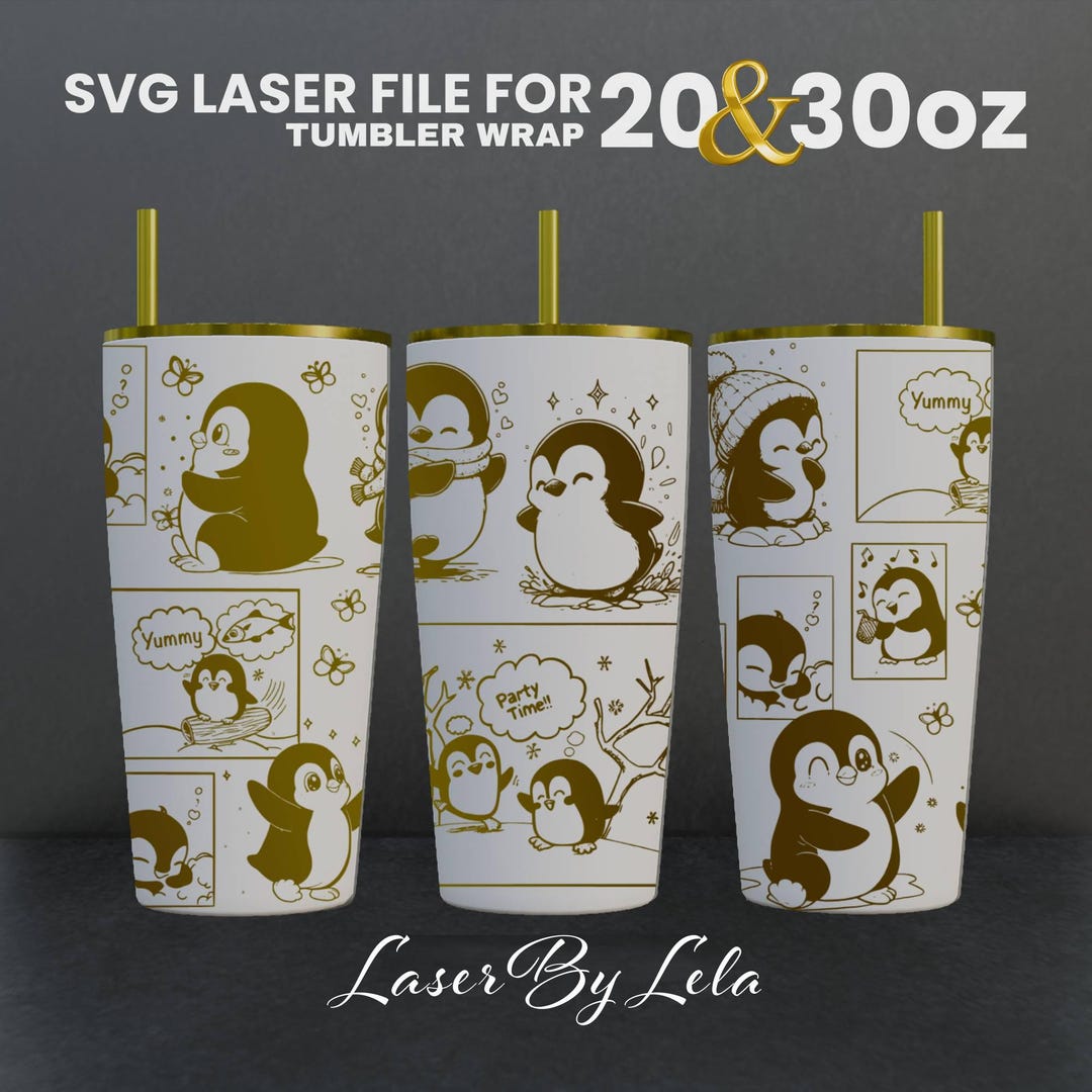 Cute Penguin V2 Laser Engraved Full Wrap Design for 20 and 30 Oz ...