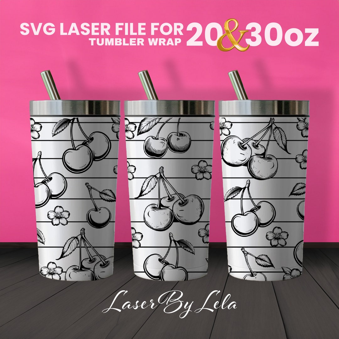 Cherry Laser Engraved Full Wrap Design for 20 and 30 Oz Tumbler, Cherry ...