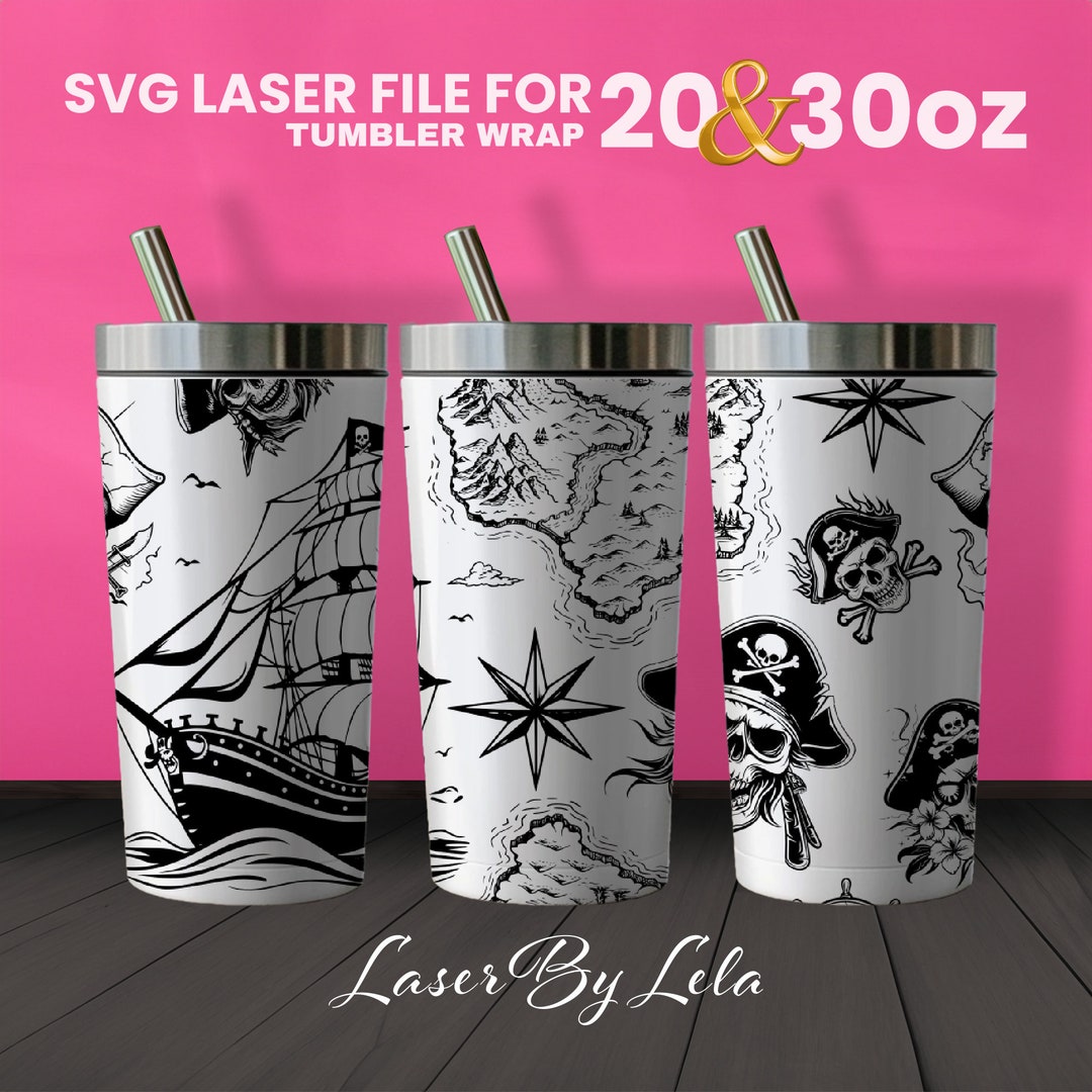 Pirate Laser Engraved Full Wrap Design for 20 and 30 Oz Tumbler, Pirate ...