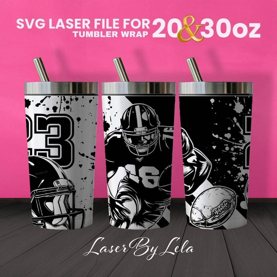 American Football Laser Engraved Full Wrap Design for 20 and 30 Oz ...