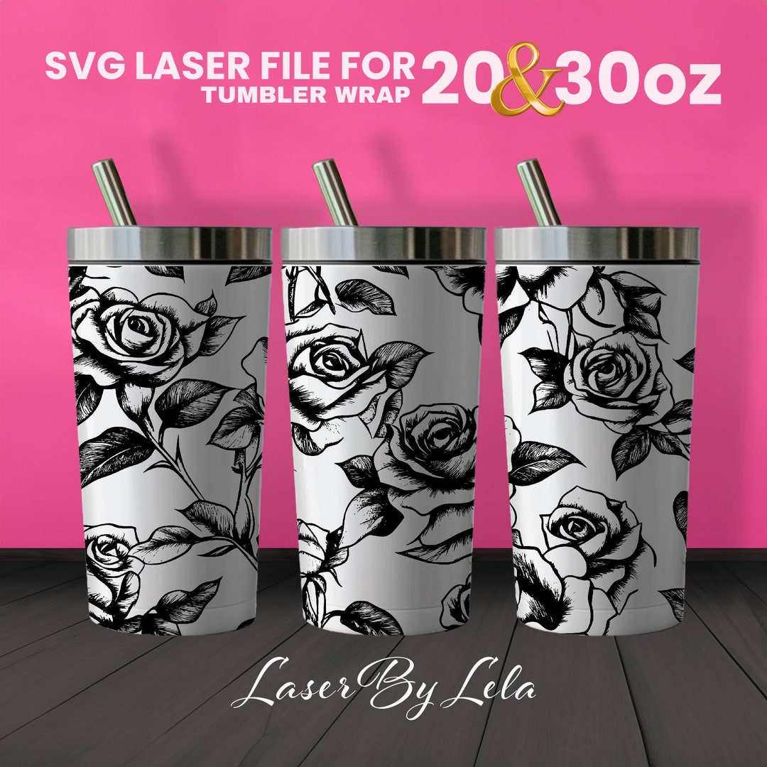 Rose Flower Laser Engraved Full Wrap Design for 30 and 20 Tumbler, Rose ...