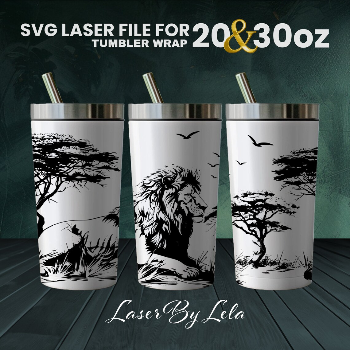 Lion Laser Engraved Full Wrap Design for 20 and 30 Oz Tumbler, Lion for ...