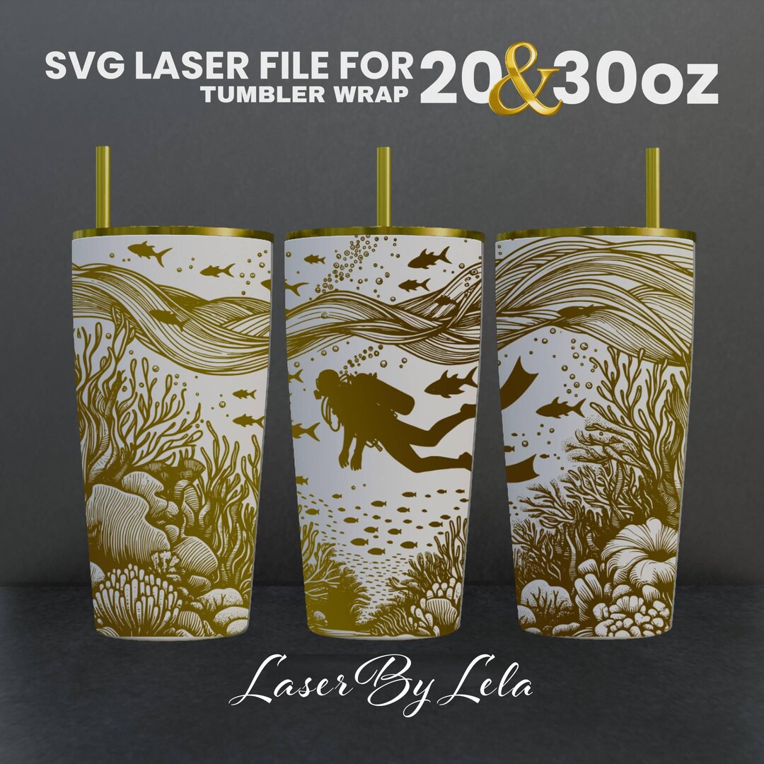 Diving Laser Engraved Full Wrap Design for 20 and 30 Oz Tumbler, Diver ...