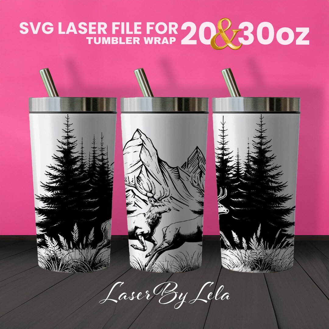 Deer Laser Engraved Full Wrap Design for 20 and 30 Oz Tumbler, Deer SVG ...