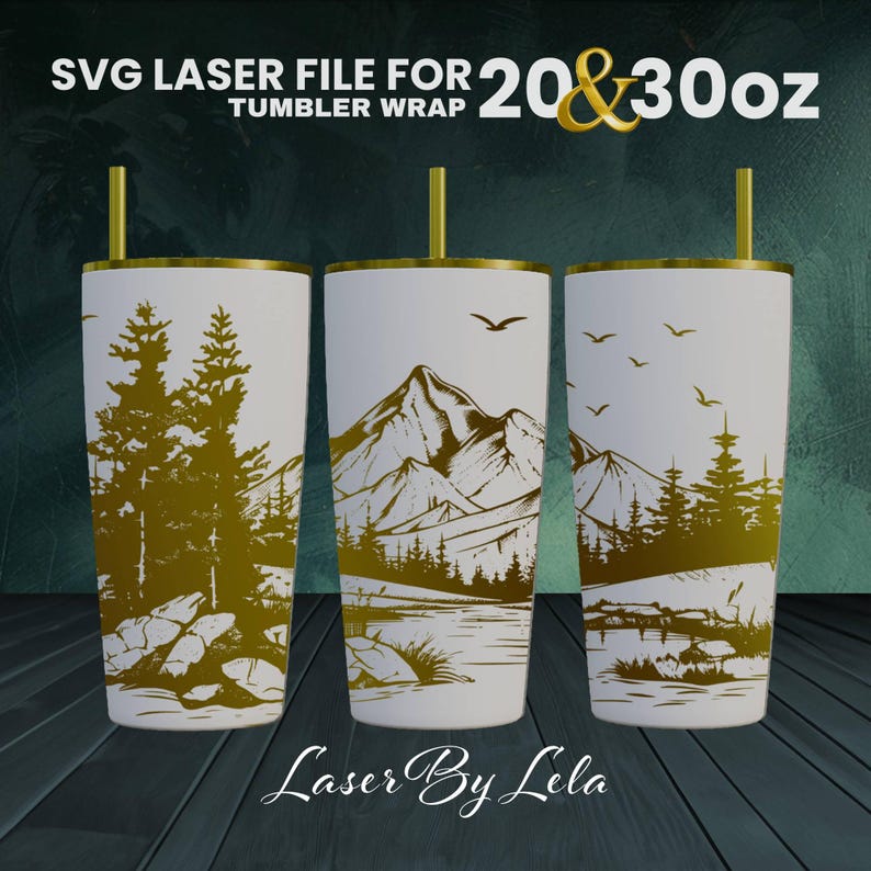 Mountain Valley Laser Engraved Full Wrap Design for 20 and 30 Oz ...