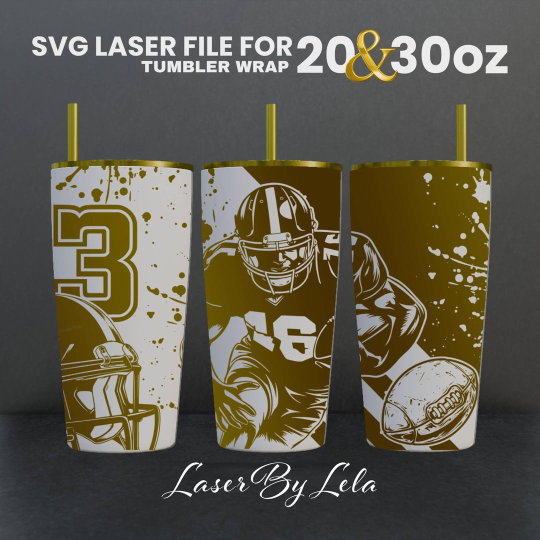 American Football Laser Engraved Full Wrap Design for 20 and 30 Oz ...