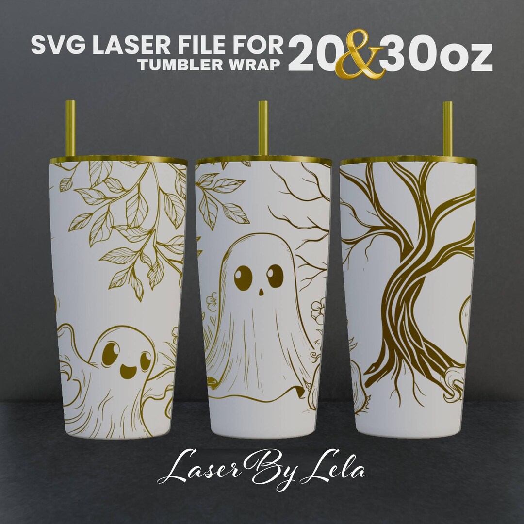 Cute Ghost V2 Laser Engraved Full Wrap Design for 20 and 30 Oz Tumbler ...