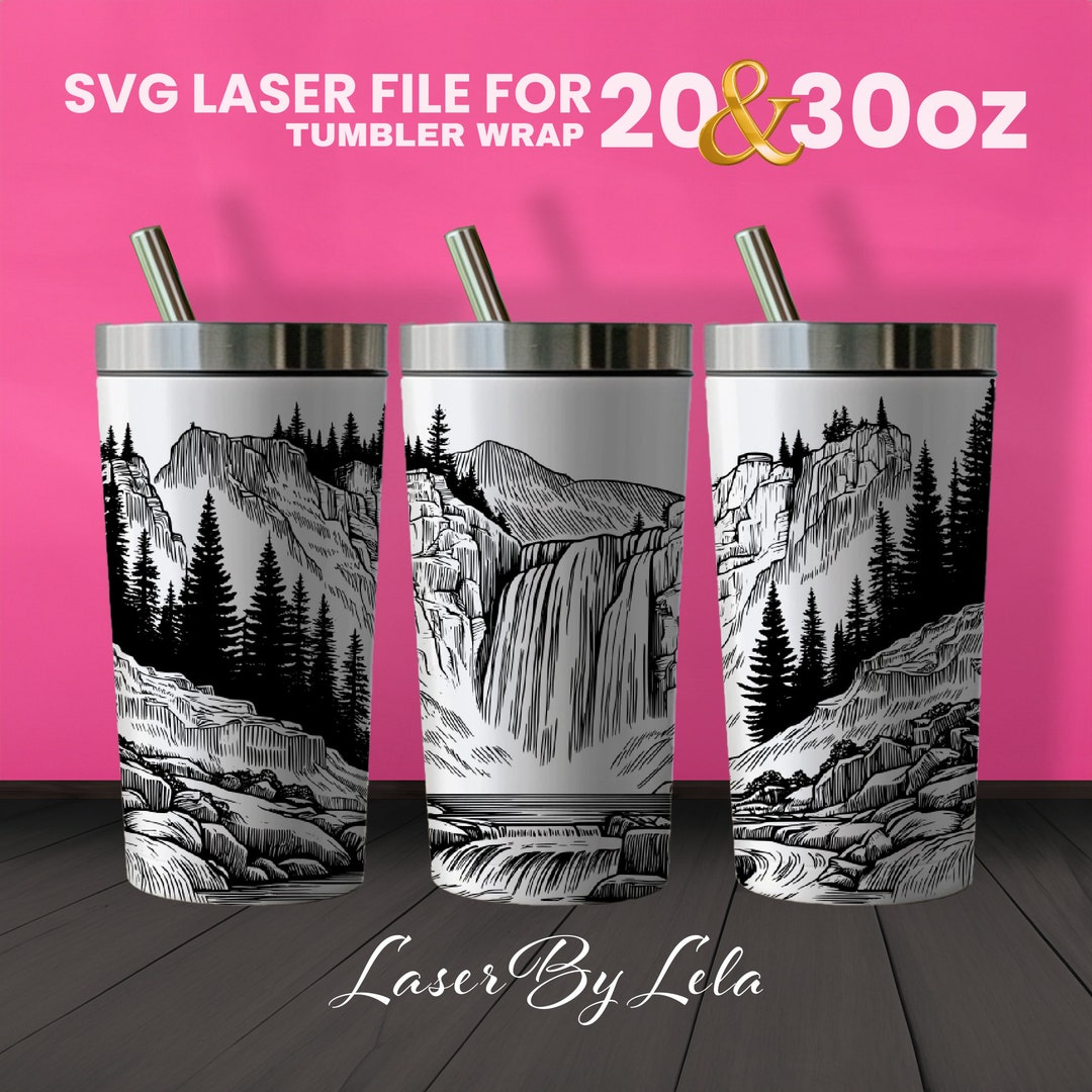 Waterfall V2 Laser Engraved Full Wrap Design for 20 and 30 Oz Tumbler ...
