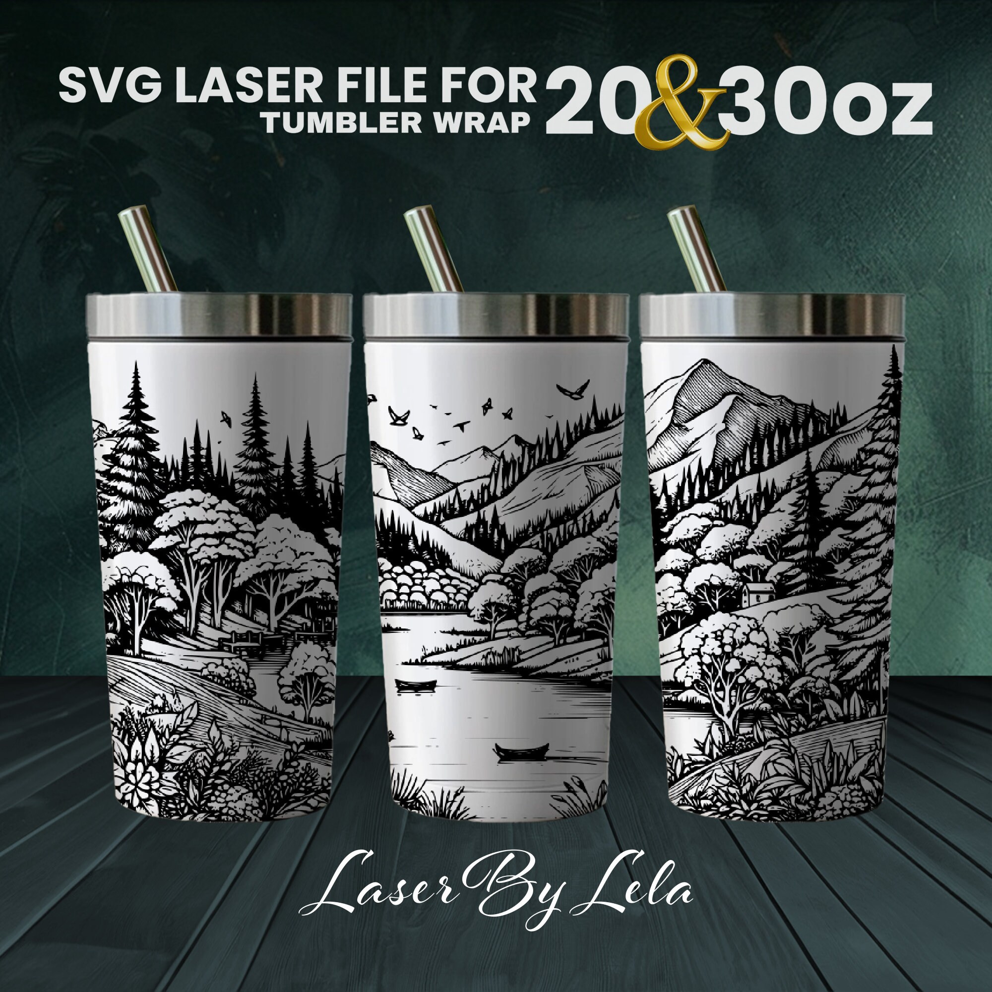 Lake Laser Engraved Full Wrap Design for 20 and 30 Oz Tumbler, Lake for ...