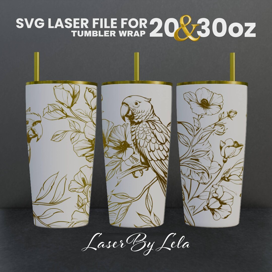 Parrot Laser Engraved Full Wrap Design for 20 and 30 Oz Tumbler, Parrot ...