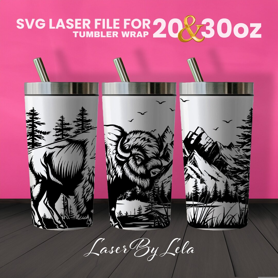 Bison Laser Engraved Full Wrap Design for 20 and 30 Oz Tumbler, Bison ...