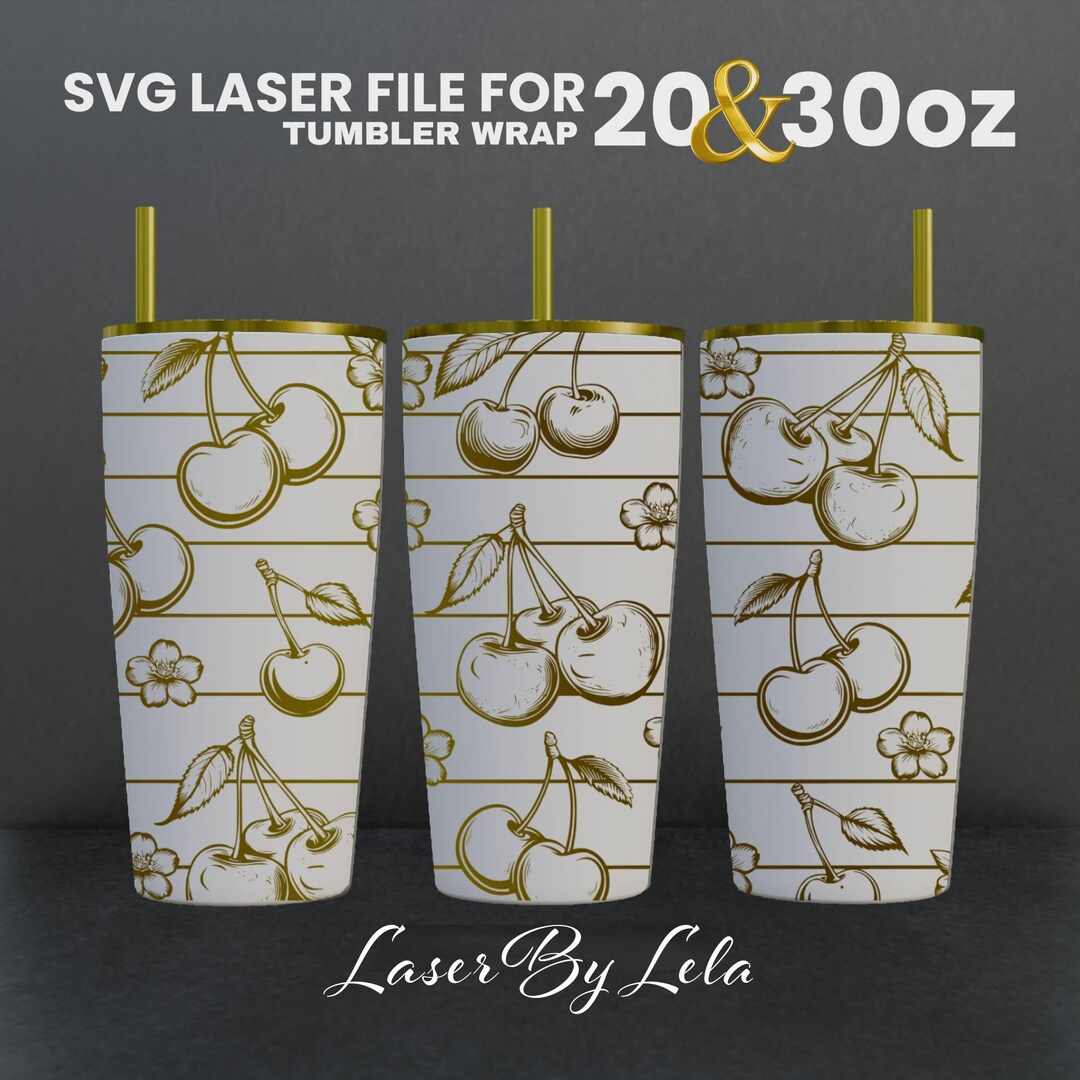 Cherry Laser Engraved Full Wrap Design for 20 and 30 Oz Tumbler, Cherry ...
