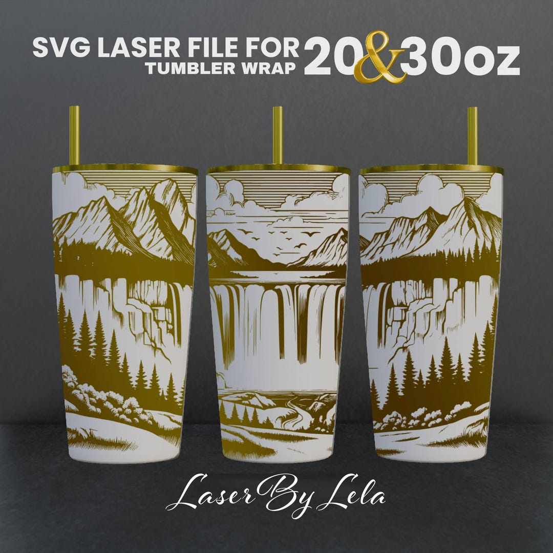 Waterfall V3 Laser Engraved Full Wrap Design for 20 and 30 Oz Tumbler ...