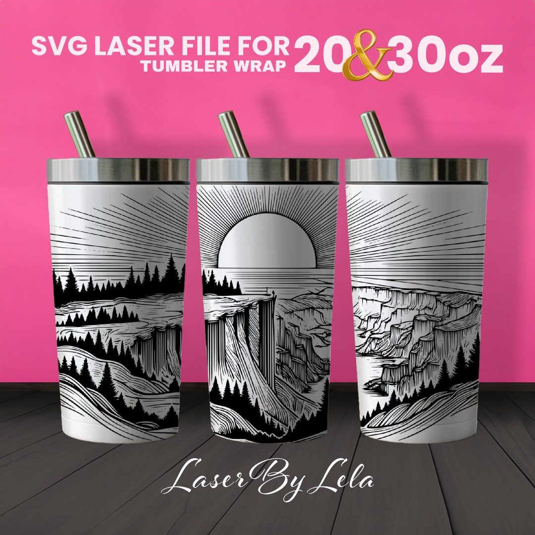Cliff Laser Engraved Full Wrap Design for 20 and 30 Oz Tumbler, Cliff ...