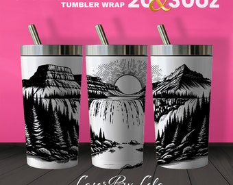 Waterfall V2 Laser Engraved Full Wrap Design for 20 and 30 Oz Tumbler ...