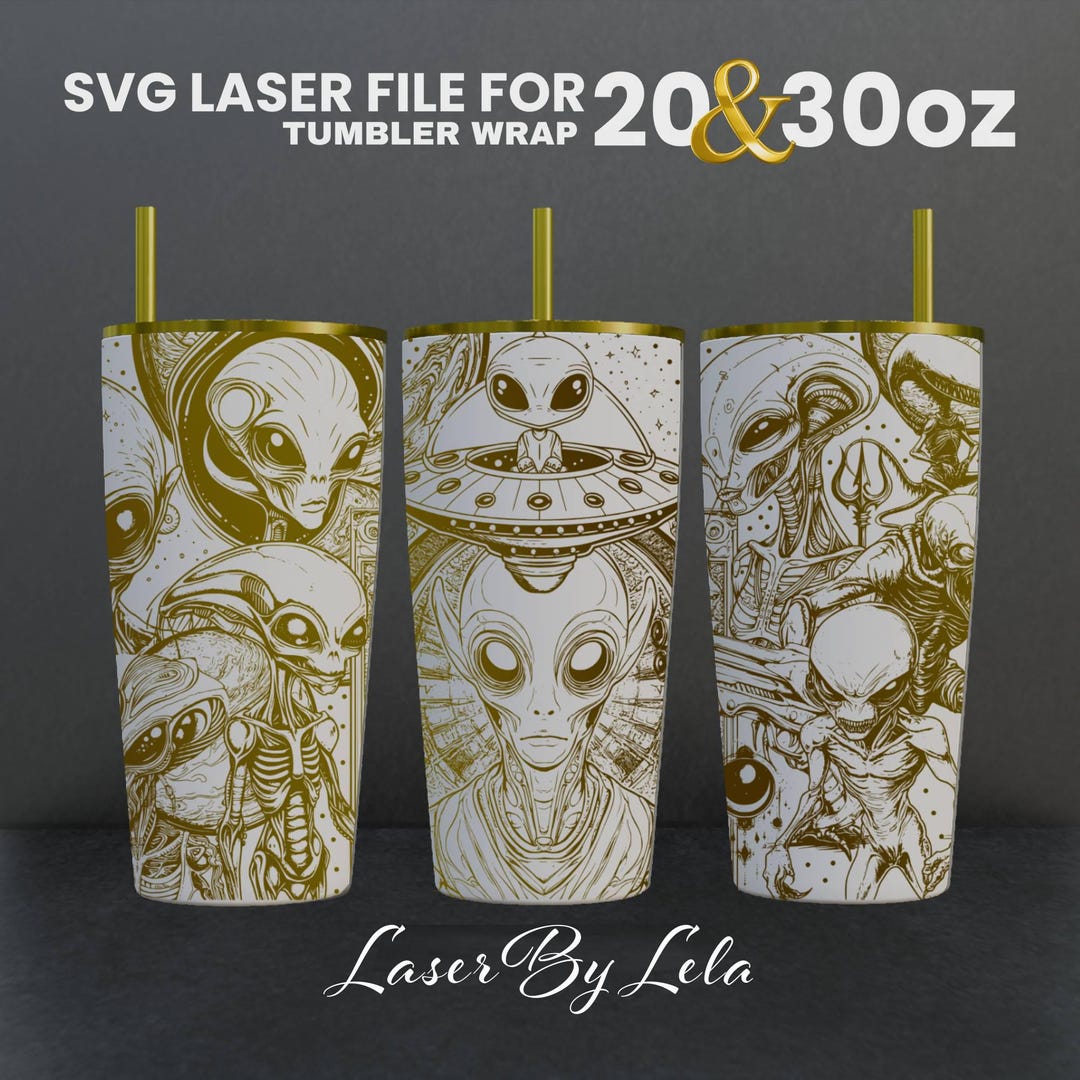 Alien Laser Engraved Tumbler Wrap Design: 20oz 30oz SVG File - Etsy