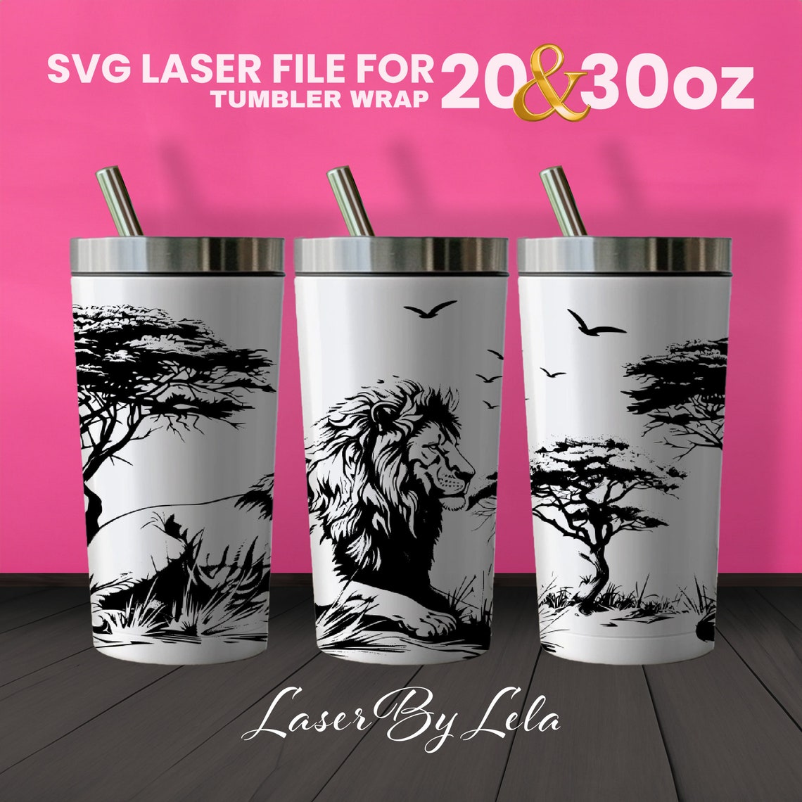 Lion Laser Engraved Full Wrap Design for 20 and 30 Oz Tumbler, Lion for ...