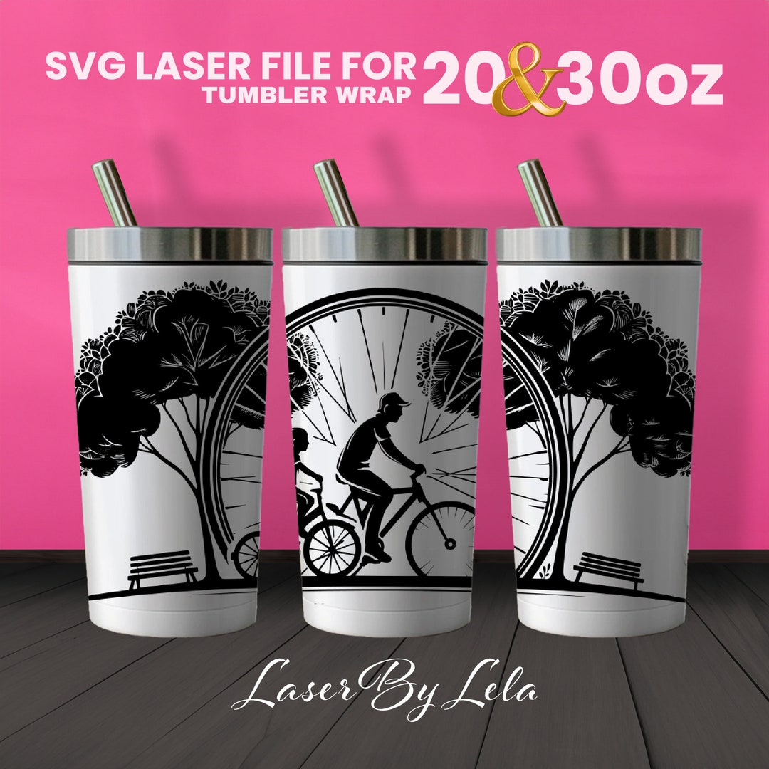 Cycling Laser Engraved Full Wrap Design for 20 and 30 Oz Tumbler ...
