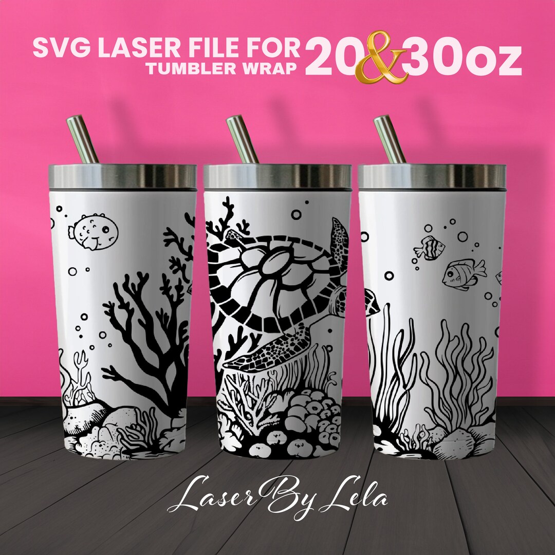 Turtle Laser Engraved Full Wrap Design for 20 and 30 Oz Tumbler, Turtle ...