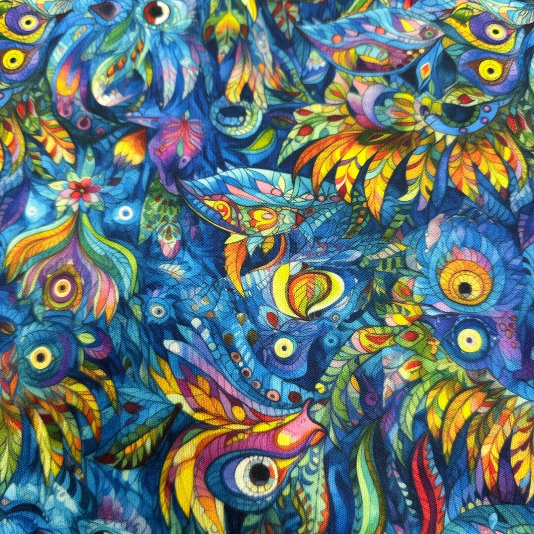 Folk Art Birds on Blue 1 Mil PUL Fabric - Made in the USA - Etsy