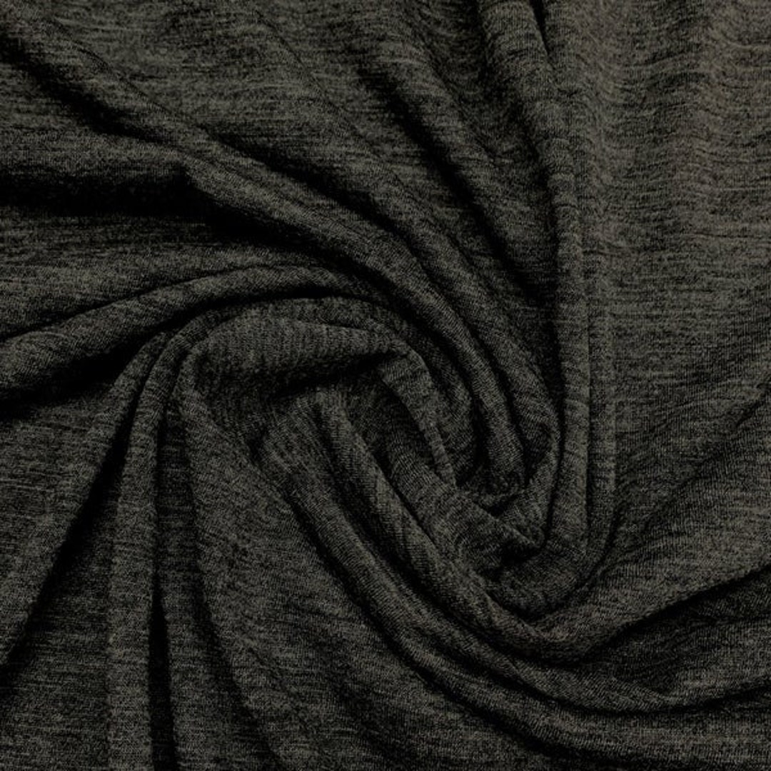 Charcoal Heather Bamboo/merino Wool Stretch French Terry Fabric - Etsy
