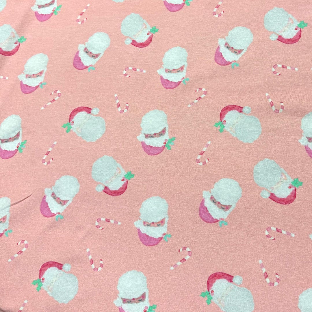 Santa on Peach Bamboo/spandex Jersey Fabric- Printed in the USA - Etsy