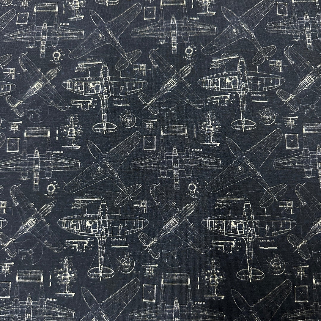 Airplane Blueprints on Bamboo/spandex Jersey Fabric - Etsy