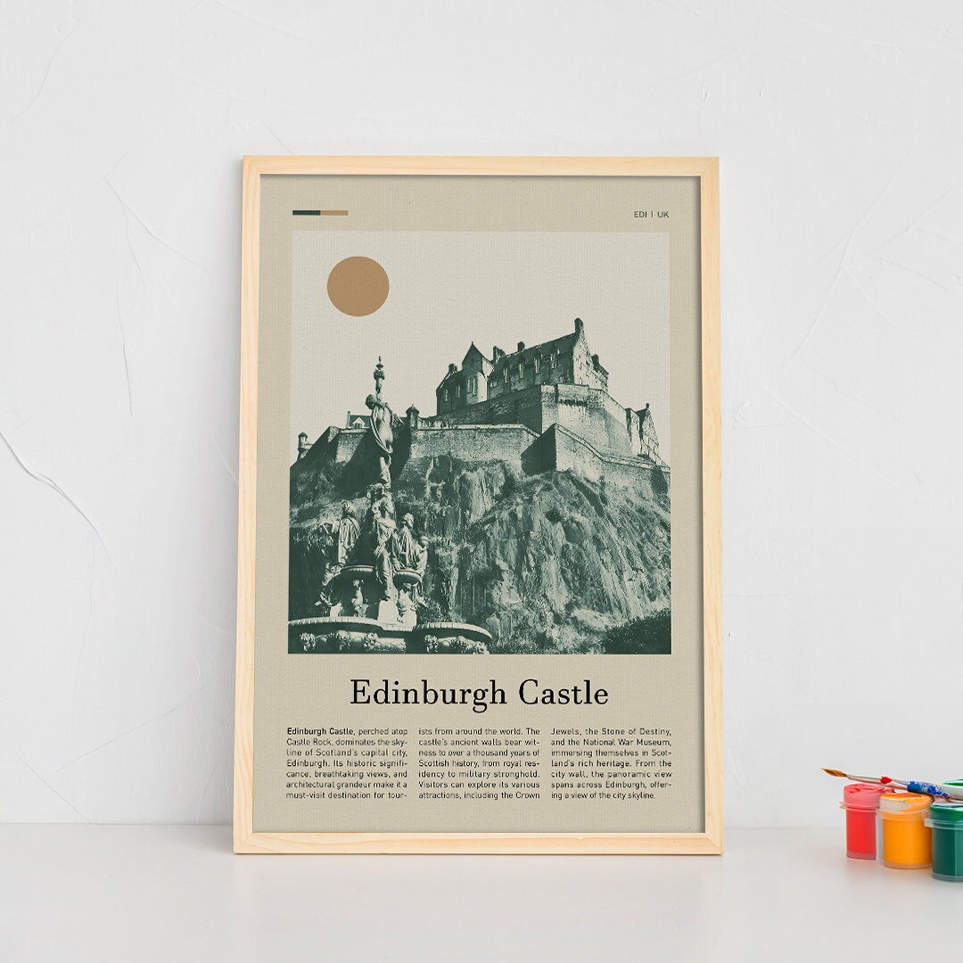 Edinburgh Castle Vintage Travel Poster, Minimalist Wall Art, Gift Ideas ...