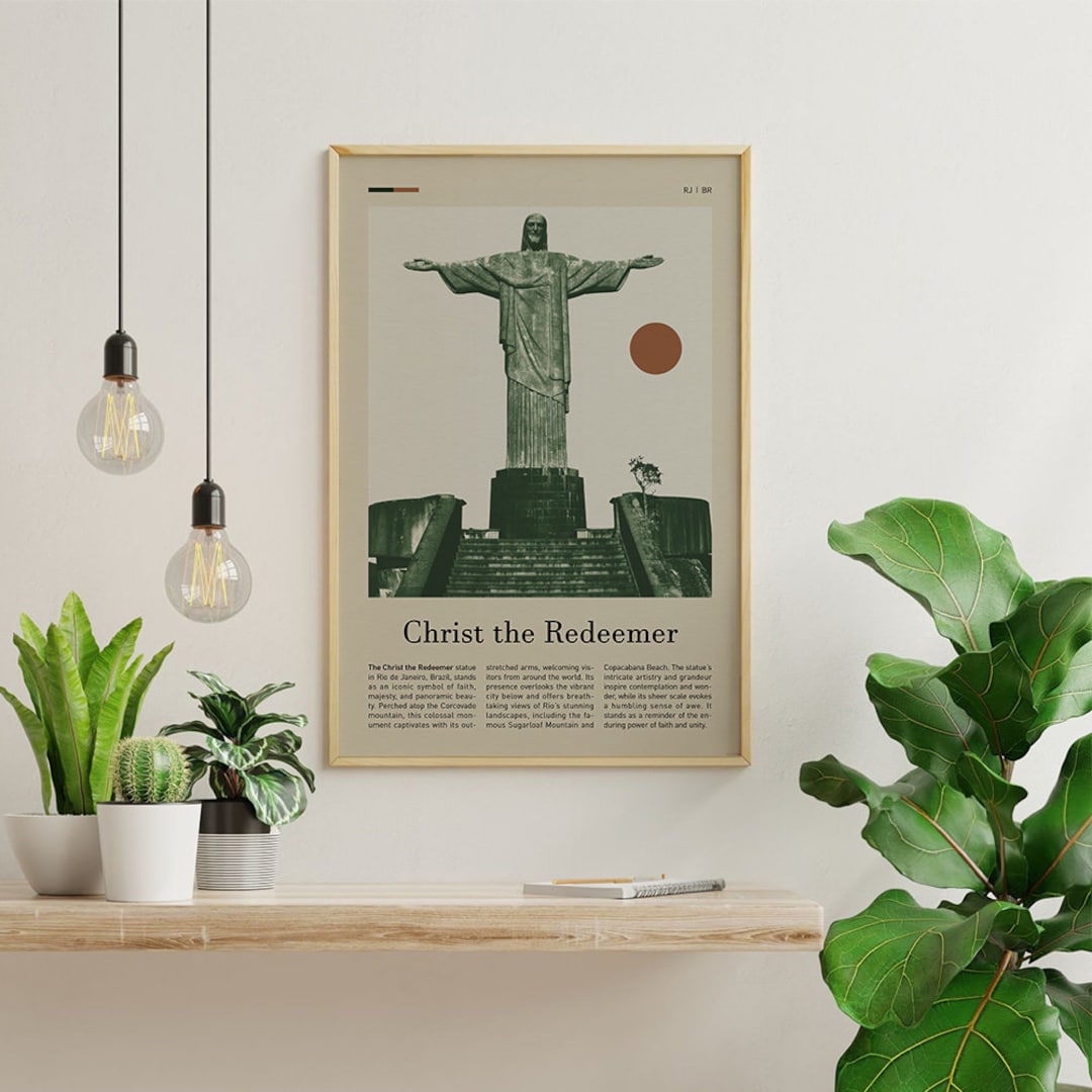 Christ the Redeemer Travel Poster, Printable Wall Art, Minimalist Wall ...