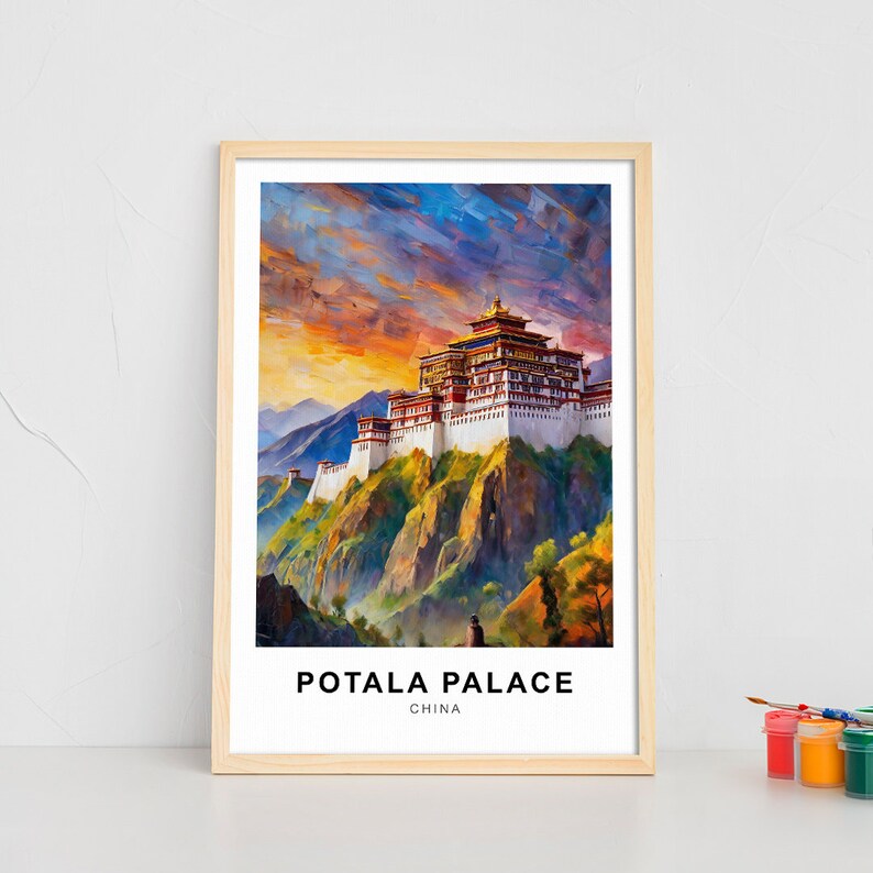 Potala Palace China Oil Travel Poster, Minimalist Wall Art, Gift Ideas ...