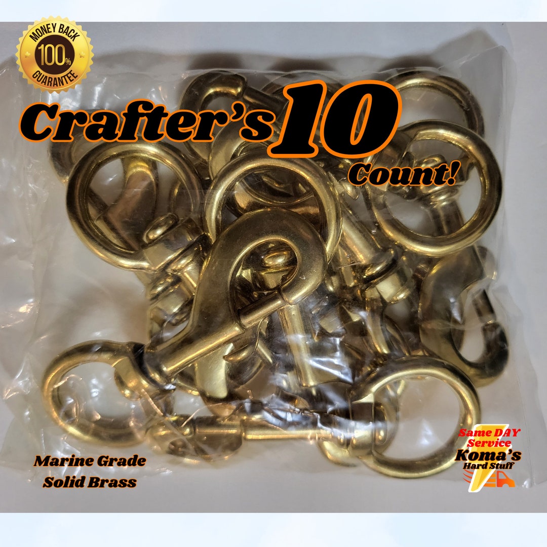 10 Count 4 5/8" Marine Grade Solid Brass Snap Hook With 1 1/4" Round ...