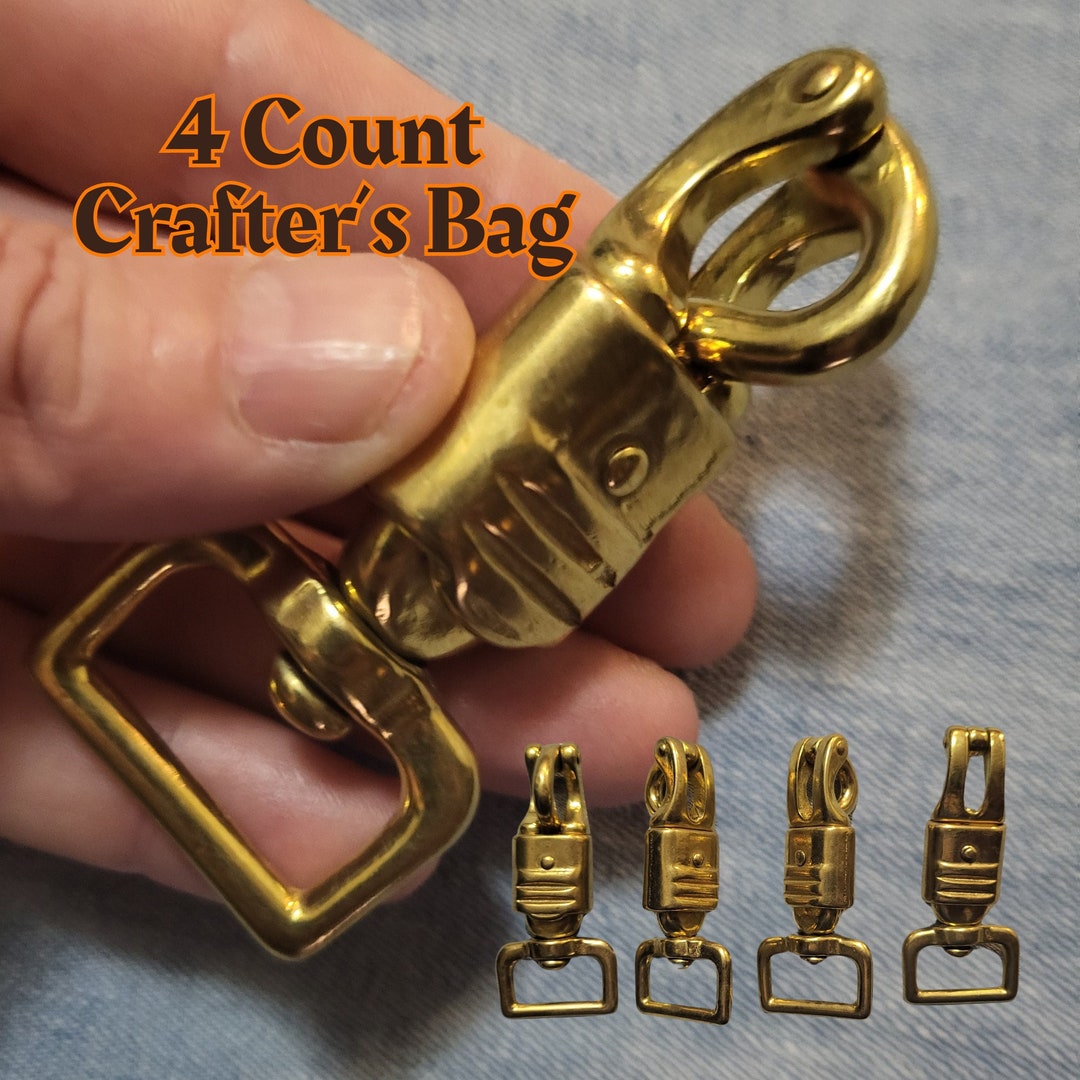Solid Brass Panic Swivel Snap Hook With Square Strap Eyelet. 4 Count Crafter's Bag. Quick ...