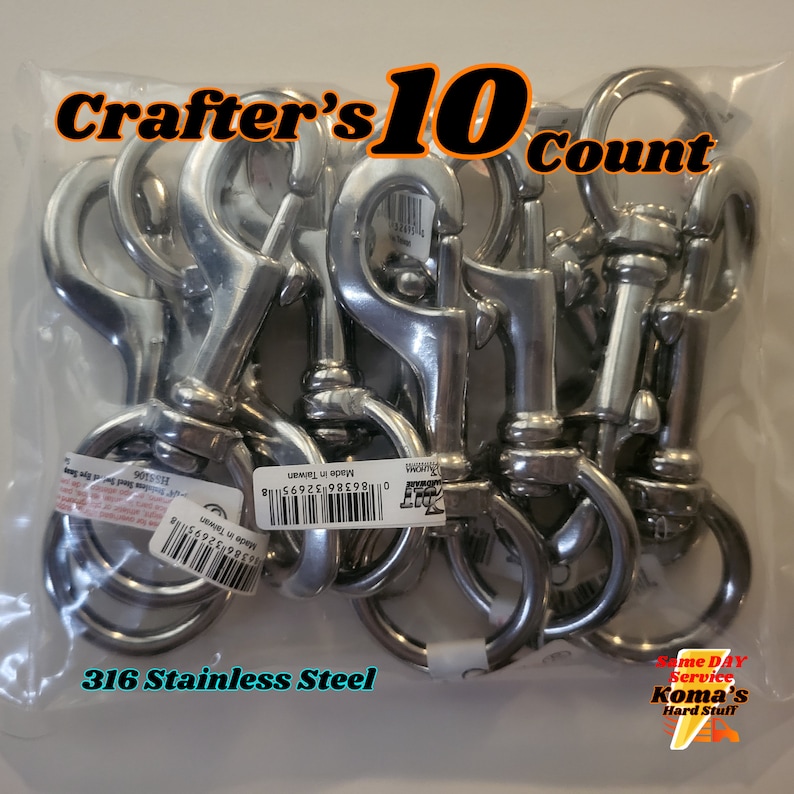 10 Marine Grade 316 Stainless Steel Snap Hooks: 5" Swivel Eye Clasp - Etsy