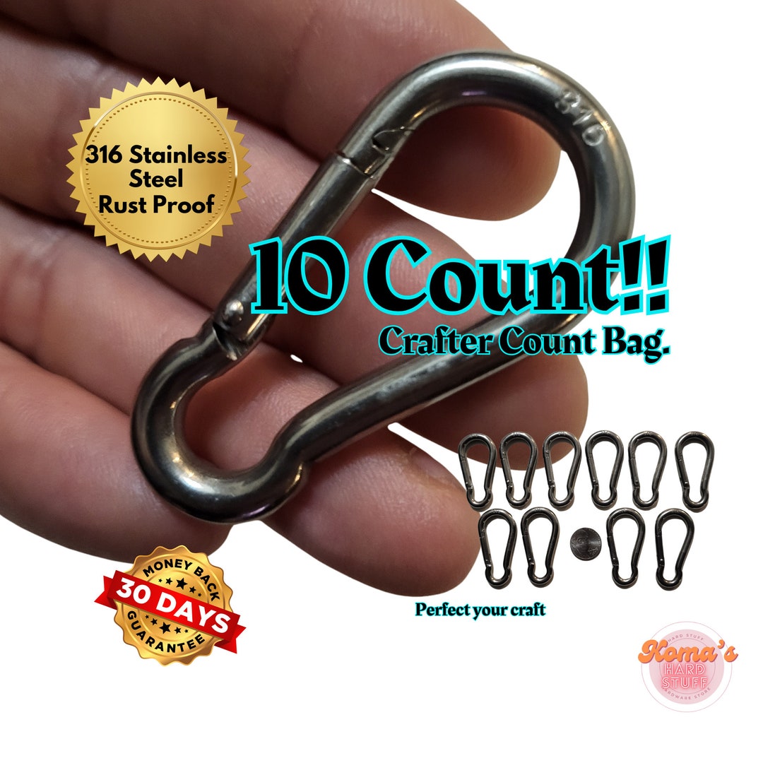 316 Stainless Steel Carabiner Clip: 2 Inch, Rust Proof - 10 Count - Etsy