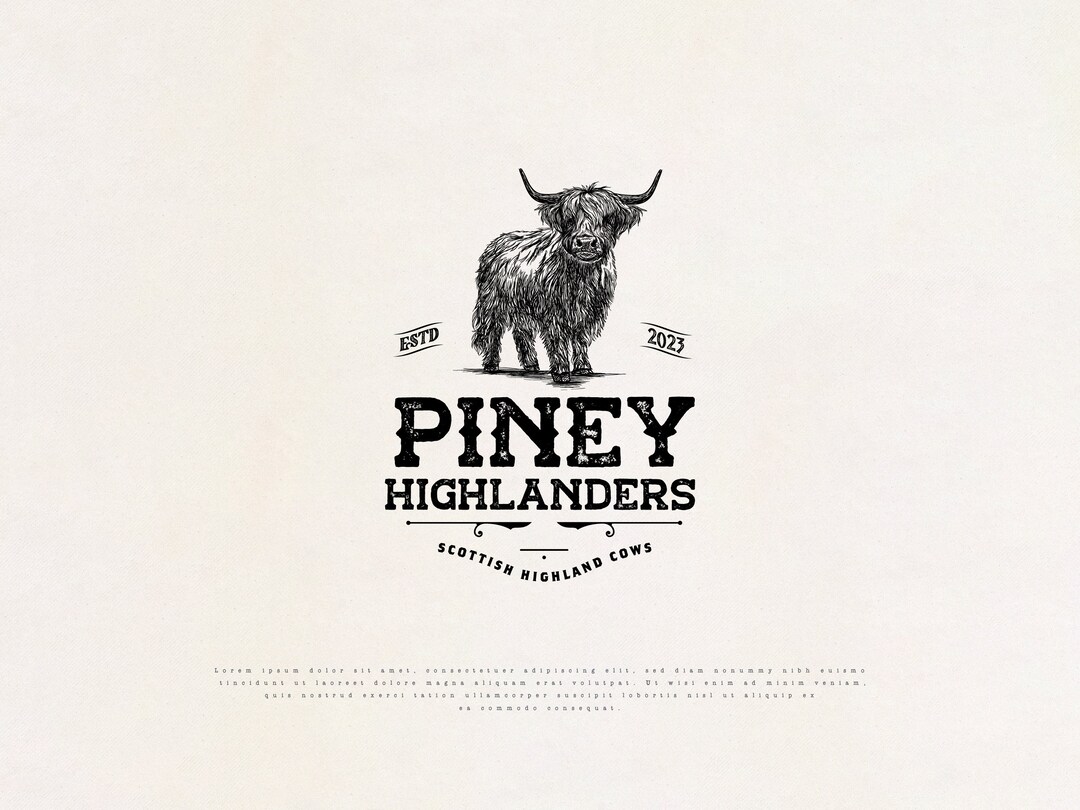 Custom Farm Logo, Highland Farm Logo, Cow Farm Logo, Farmer Logo ...