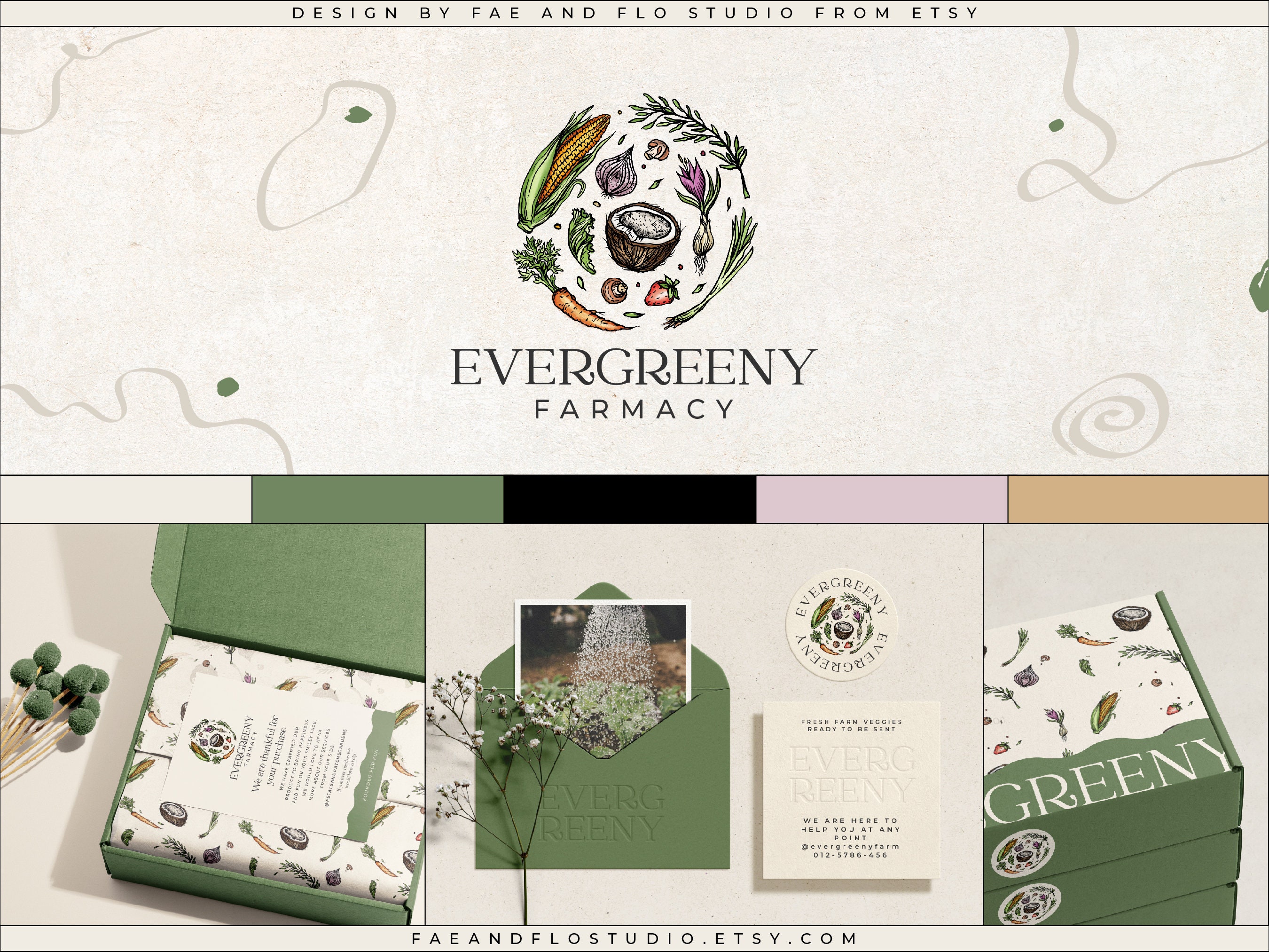 Premade Vegetables Logo Design, Farm Logo, Farm Branding, Flower ...