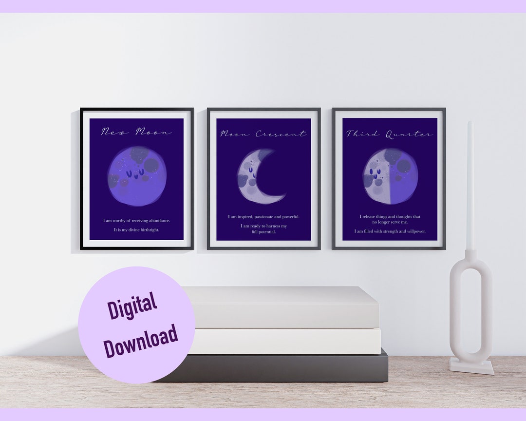 Moon Phases Affirmation Printable Wall Art Words of Affirmation I Am ...