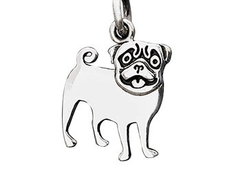 Sterling Silver Pug Charm Dog Breed Purebred Pugs 3D Solid .925 - Etsy