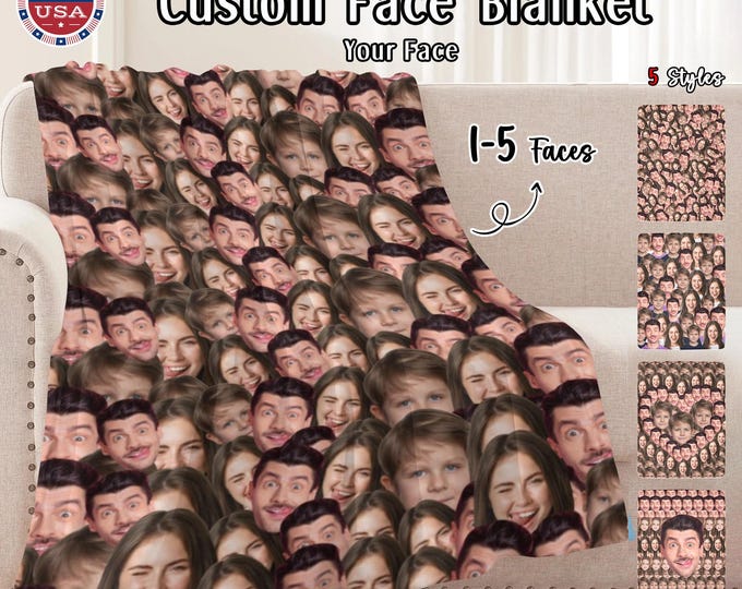 Personalized Photo Blanket - Custom Photo Blanket - Custom Face Blanket ...