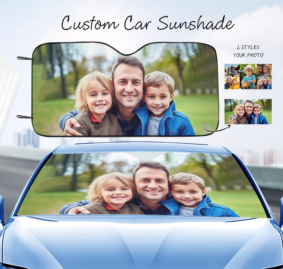 Personalized Photo Car Sun Shade: Custom Car Windshield Decor for Dad ...