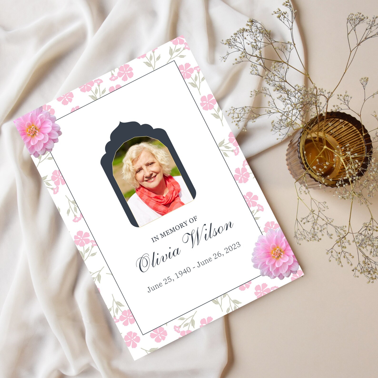 White Modern Funeral Program Invitation Card, Modern Funeral Invitation ...