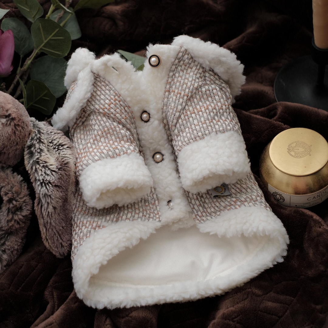 Glitter Tweed Dog Jacket | Tweed Fleece Dog Coat | Luxury Holiday Dog ...