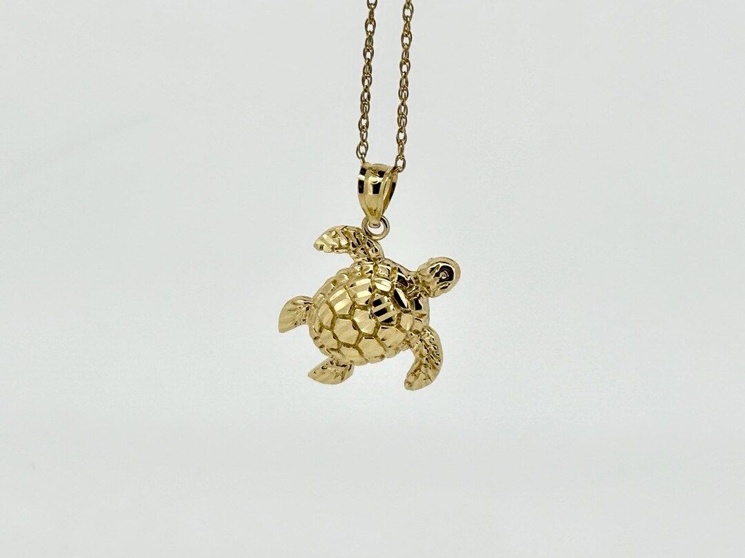 14K Solid Gold Turtle Pendant Hawaiian Turtle Honu Pendant Birthday ...